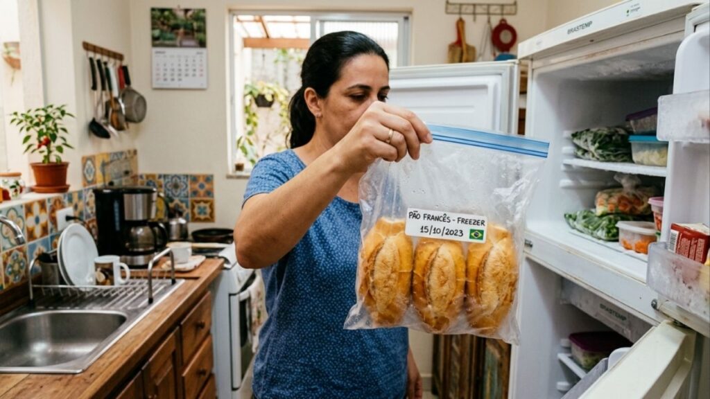 Pare de guardar o pão francês no saco plástico fechado em cima da mesa ...